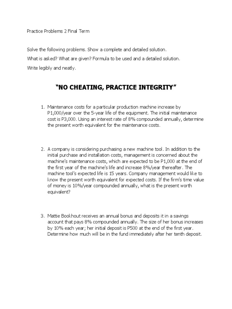 Pratice Problem 2 Final Term (1) 8 | PDF