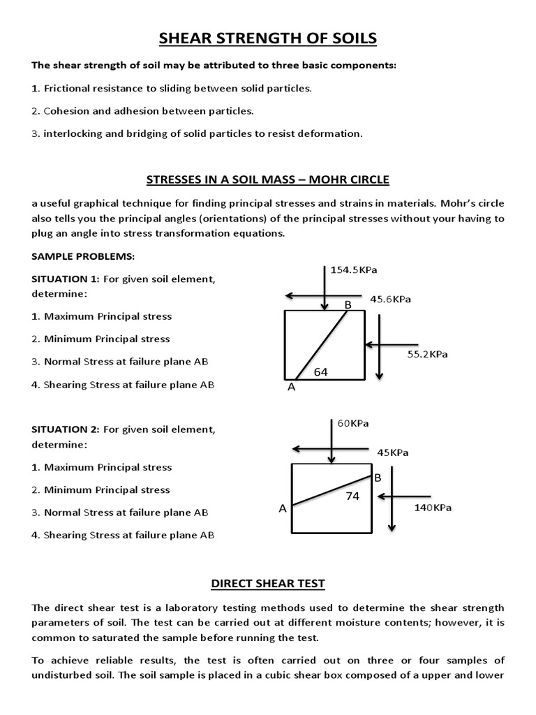 Shear Strength of Soil | PDF | Stress (Mechanics) | Strength Of Materials