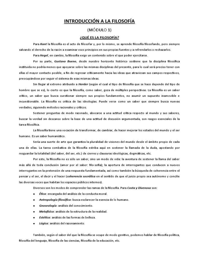 Filad - Introduccion A La Filosofia - Modulo 1 | PDF | Platón | Conocimiento