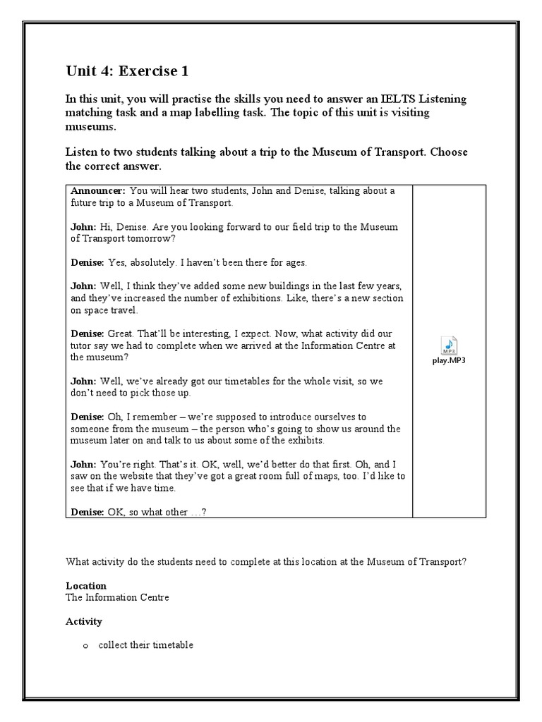 Unit 4 - Listening | PDF | Museum