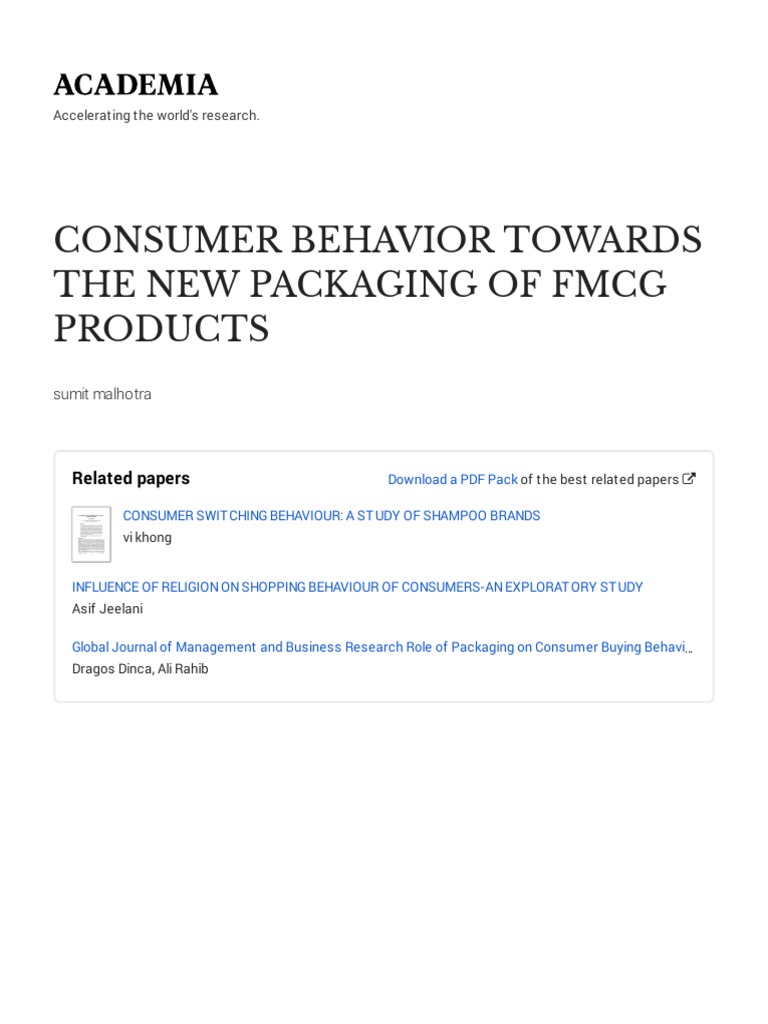 Consumer Behavior Towards The New Packaging of FMCG Products | PDF ...