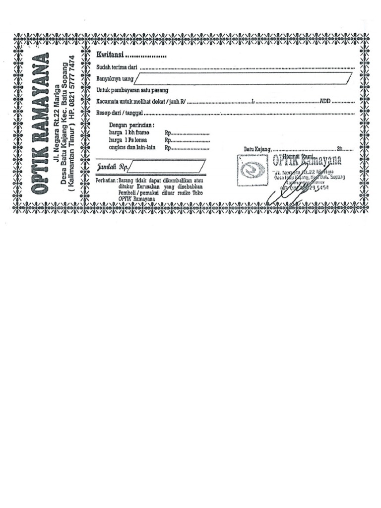 Kwitansi Kacamata | PDF