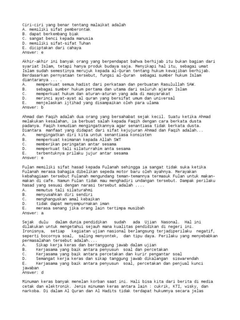 Pai K 13 2020 50 Soal KD 2 | PDF