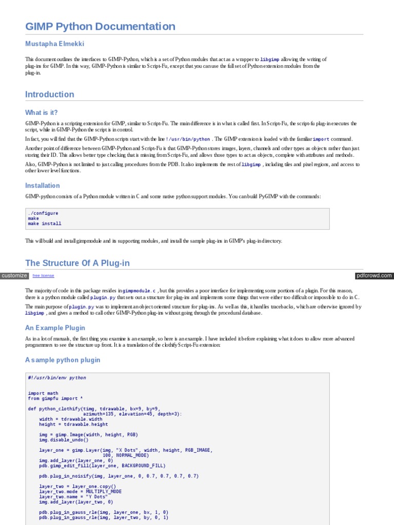 Gimp Python Documentation Pdf Parameter Computer Programming Subroutine 
