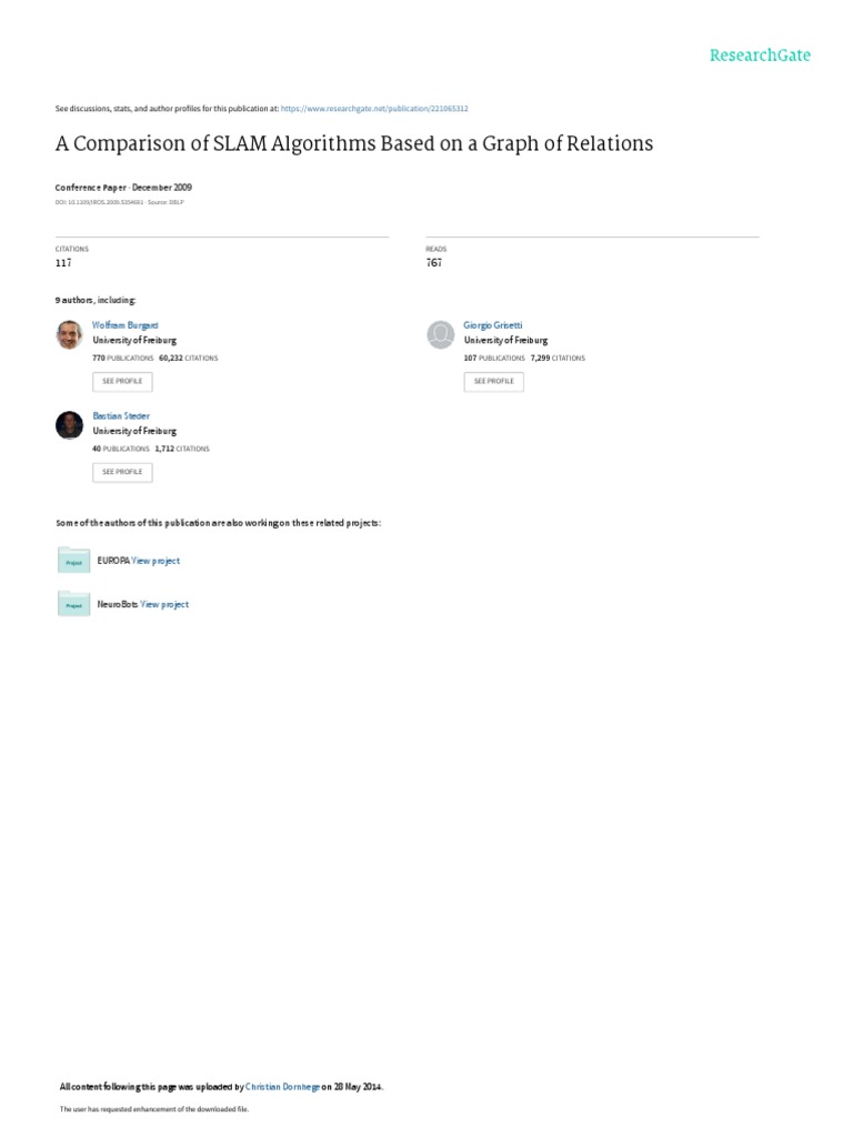 A Comparison of SLAM Algorithms Based On A Graph of Relations | PDF ...
