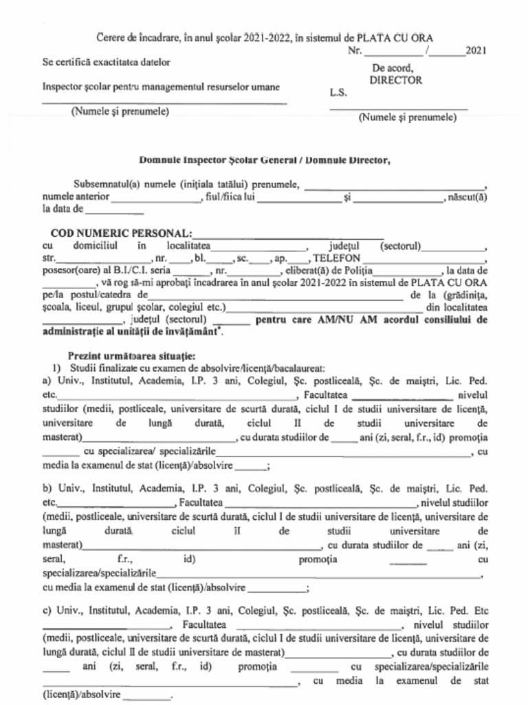 Cerere Plata Cu Ora | PDF