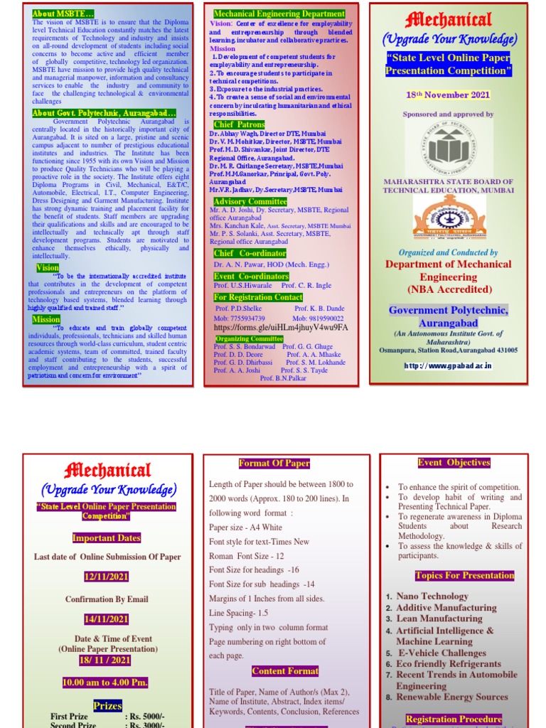 MSBTE ONLINE Paper Presentation Competition Leaflet | PDF