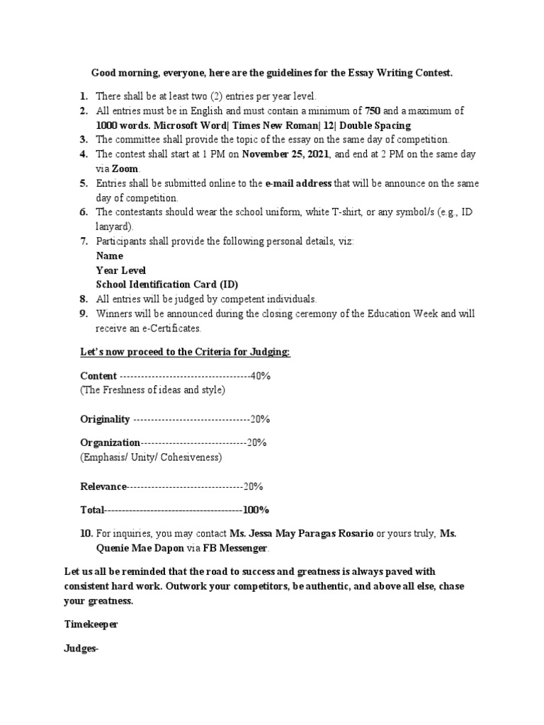 CRITERIA Essay Writing Contest | PDF | Career & Growth