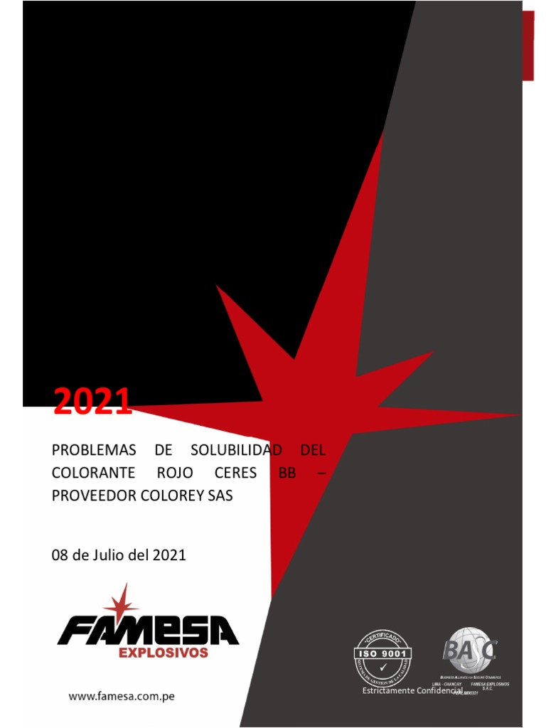 Reclamo Por Problemas de Solubilidad Del Colorante Rojo Ceres BB ...