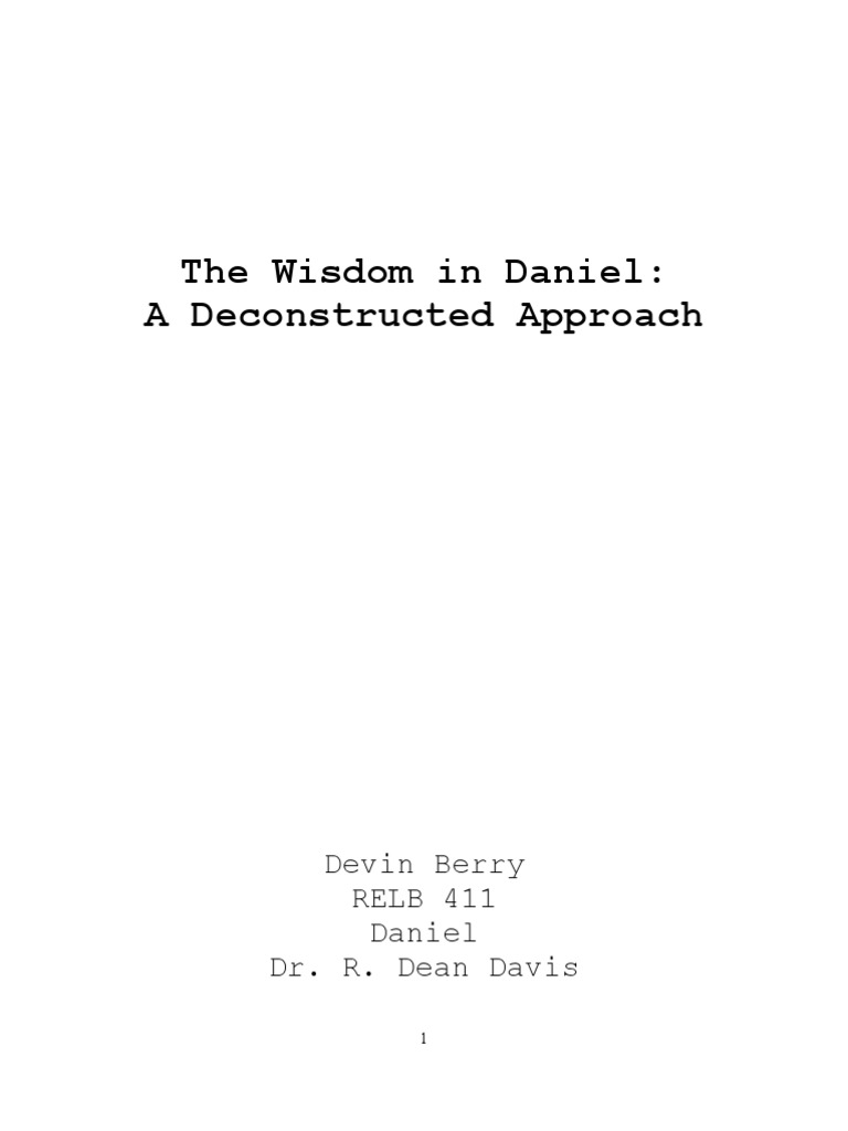 The Wisdom in Daniel: A Deconstructed Approach | PDF | Shadrach ...