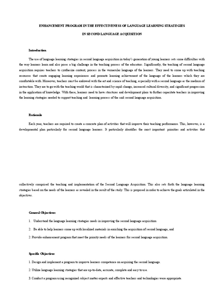 VMUF Enhancement Program | PDF | Second Language Acquisition | Second ...