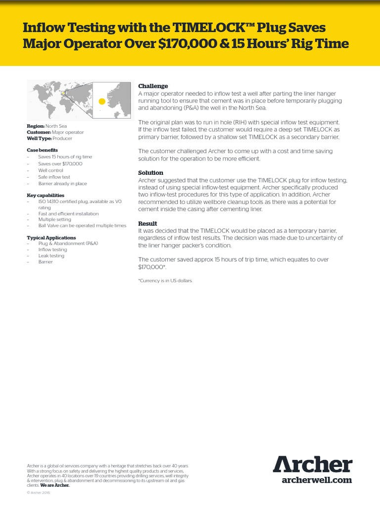 Inflow Testing With TL Saves Rig Time 2016 | PDF | Casing (Borehole)