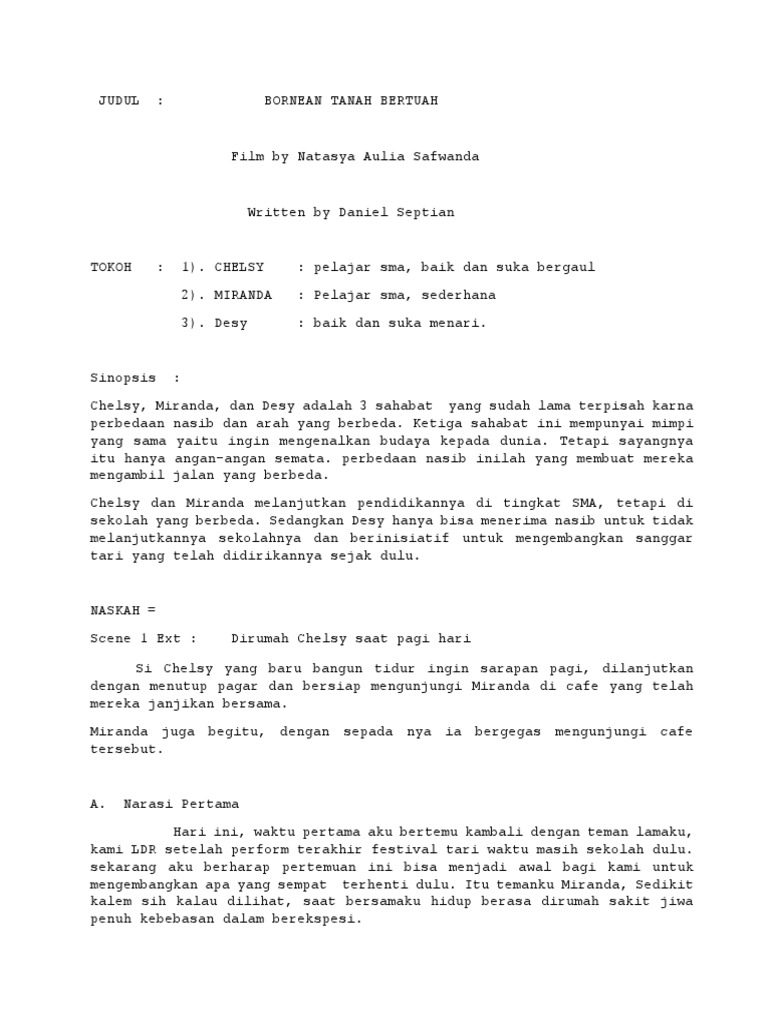 Naskah Film Bornean Tanah Bertuah (FFPK) | PDF