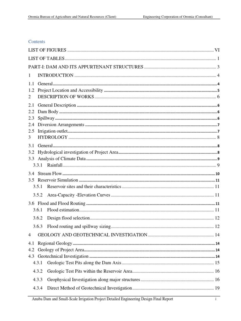 Anuba Final Engineering Design Report (Modified) | PDF | Spillway | Dam