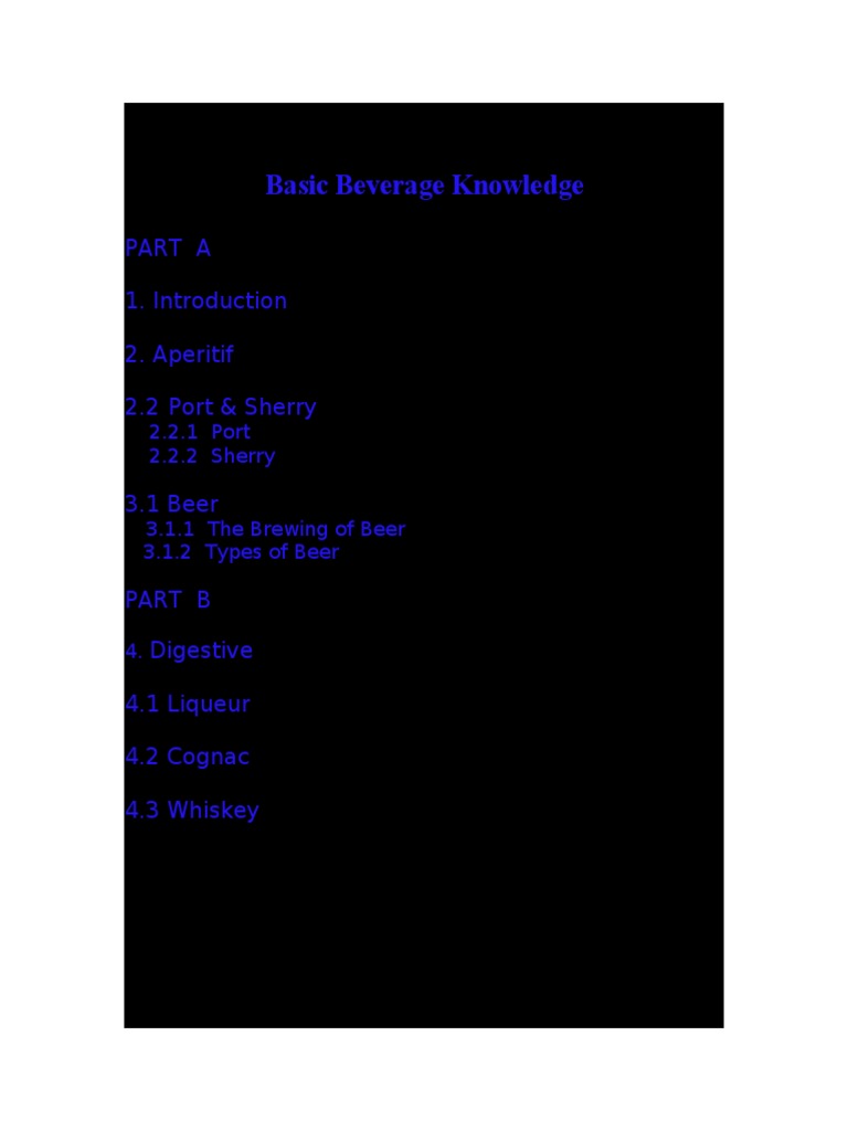 Basic Beverage Knowledge: Part A 2. Aperitif 2.2 Port & Sherry | PDF ...