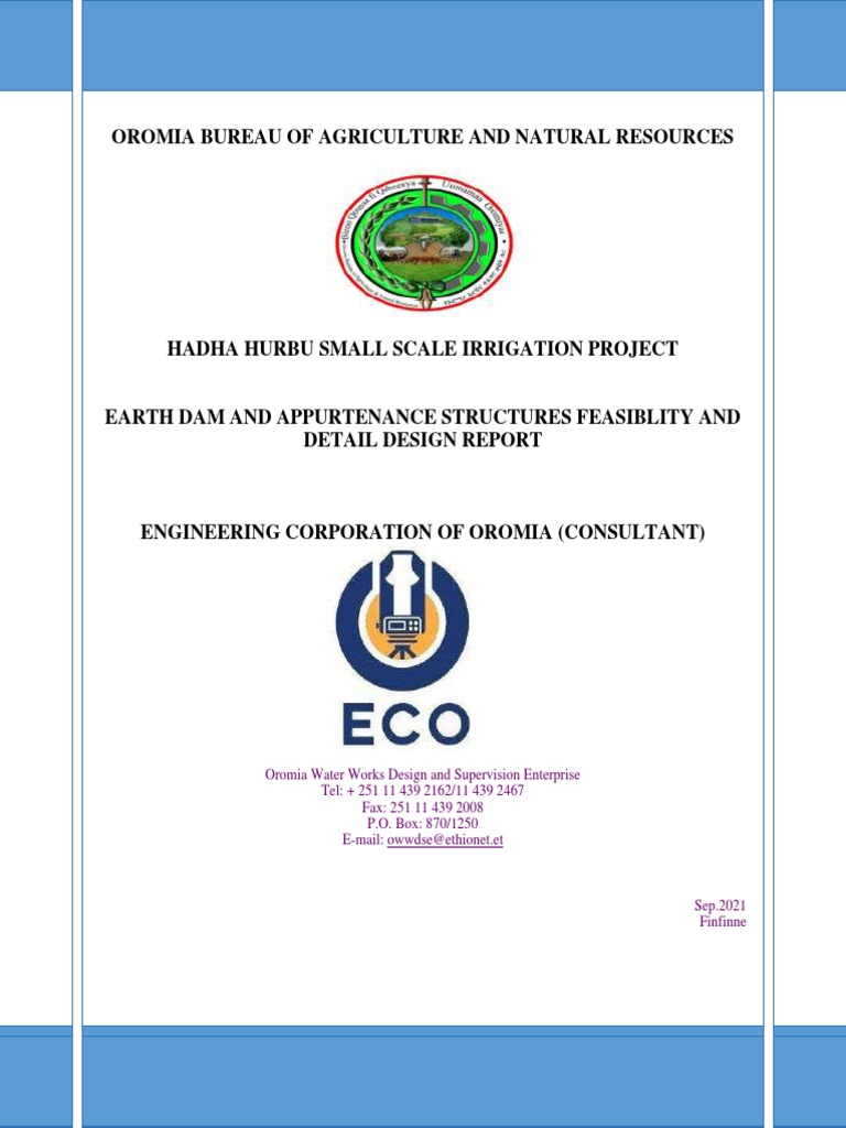 Oromia Irrigation Dam Design Report | PDF | Dam | Spillway