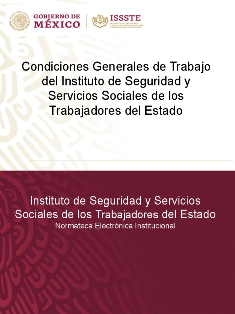 Condiciones Generales de Trabajo ISSSTE | PDF | Trabajo Social | Gestión de recursos humanos