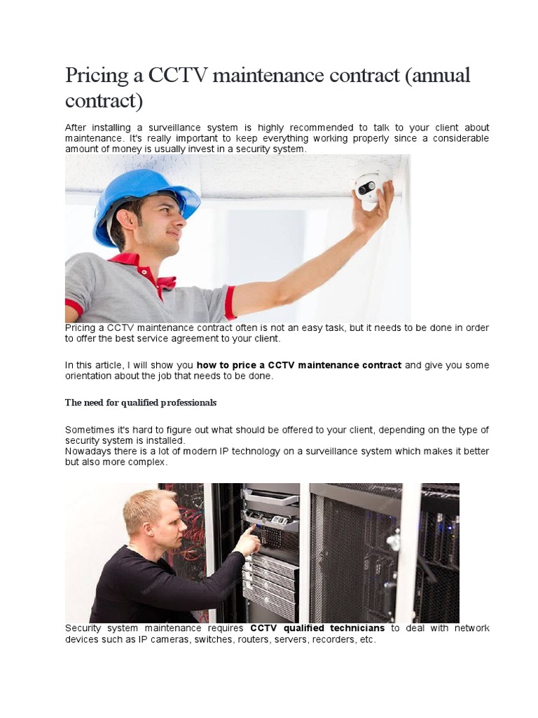 Pricing A CCTV Maintenance Contract (Annual Contract) : The Need For ...