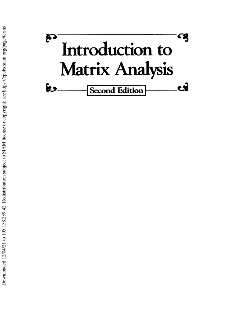 Introduction To Matrix Analysis: Second Edition | PDF | Matrix ...