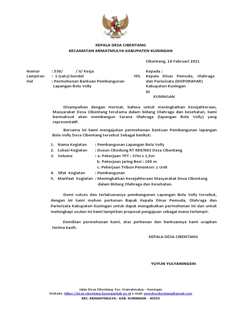 Permohonan Pembangunan Lapangan Bola Volly | PDF
