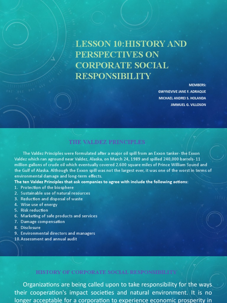 Valdez Principles & CSR History | PDF | Exxon Mobil | Corporate Social ...