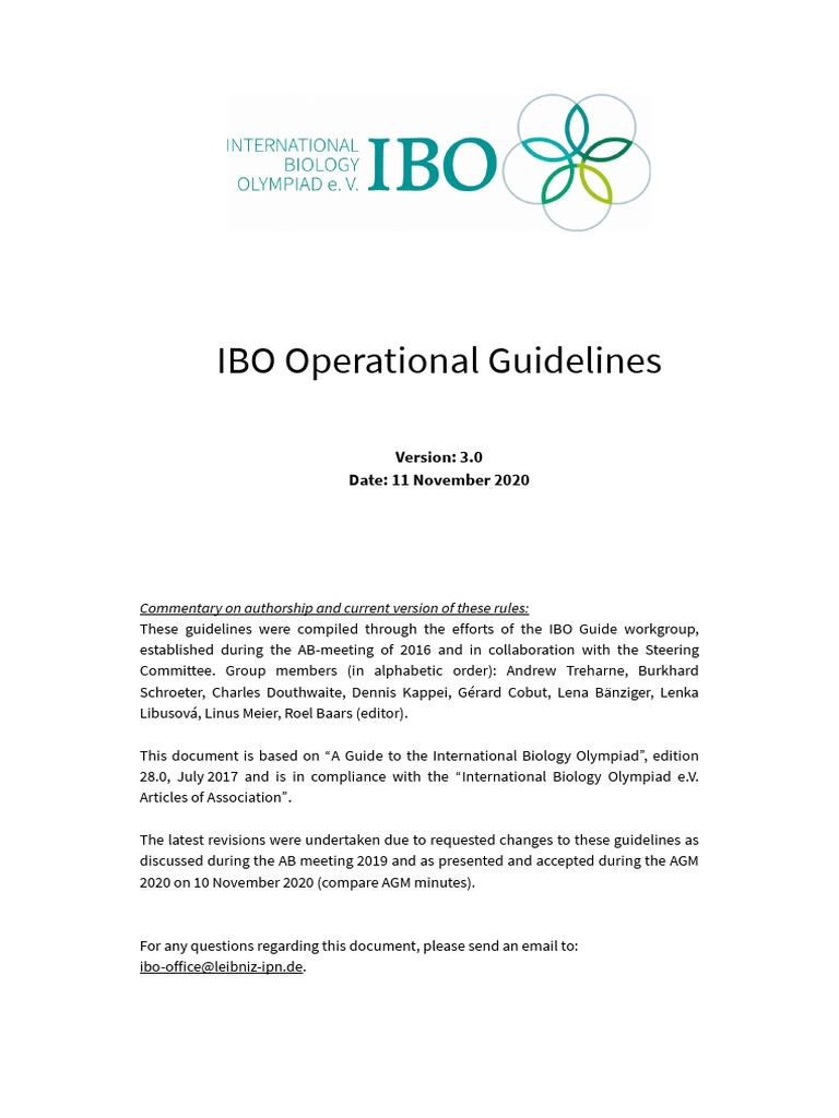 IBO Operational Guidelines - v.3 | PDF | Test (Assessment) | Anatomy