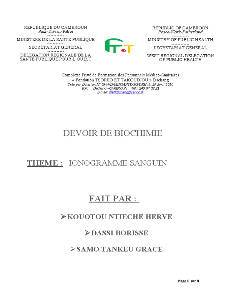 Ionogramme Sanguin | PDF | Médecine clinique | Spécialités médicales