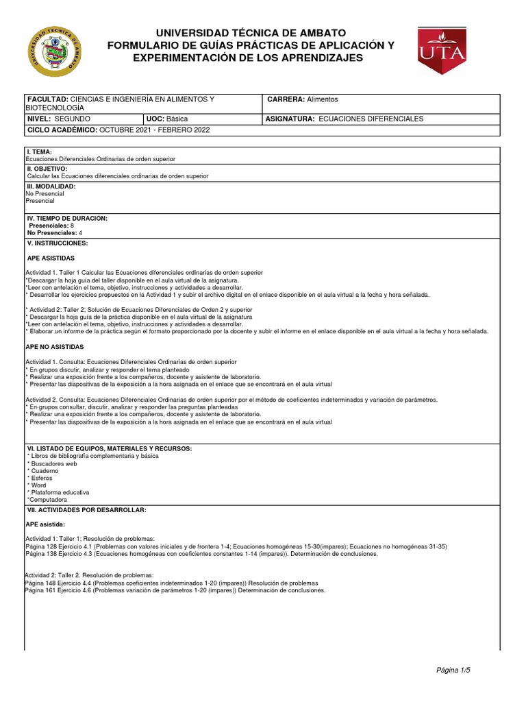 Apes Edo2 | PDF | Ecuaciones | Ecuaciones diferenciales