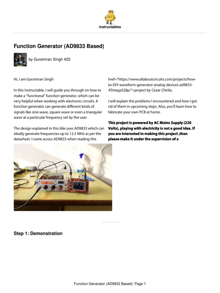 Function Generator (AD9833 Based) : Step 1: Demonstration | PDF | Printed Circuit Board | Arduino