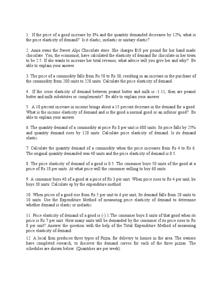 Worksheet 5 - Elasticity | PDF | Demand | Price Elasticity Of Demand