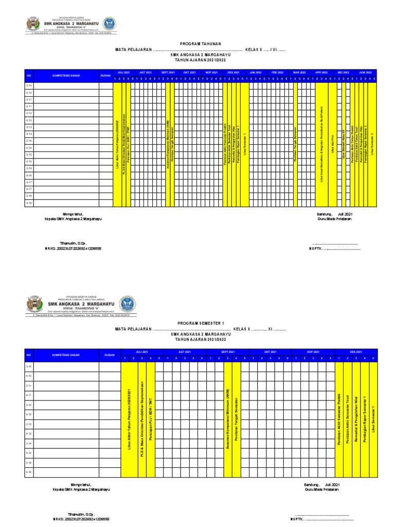 Prota & Prosem X & XI TP 2021 - 2022 | PDF
