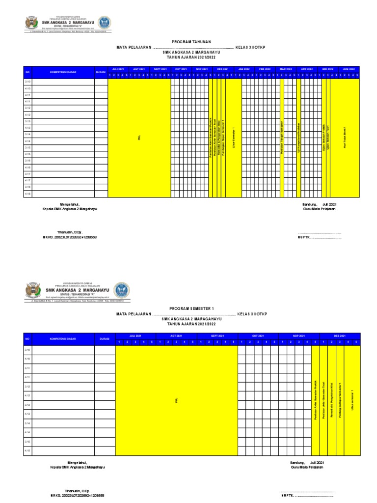 Prota & Prosem Xii Otkp TP 2021 - 2022 | PDF