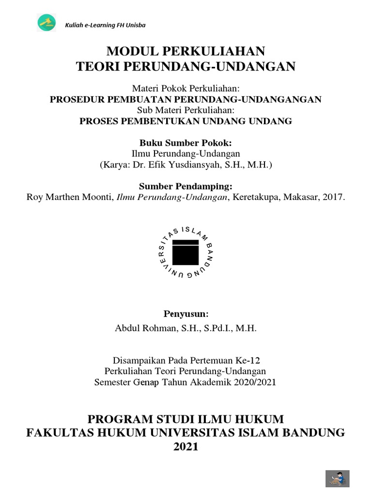 Modul Perkuliahan Teori Perundang-Undangan | PDF