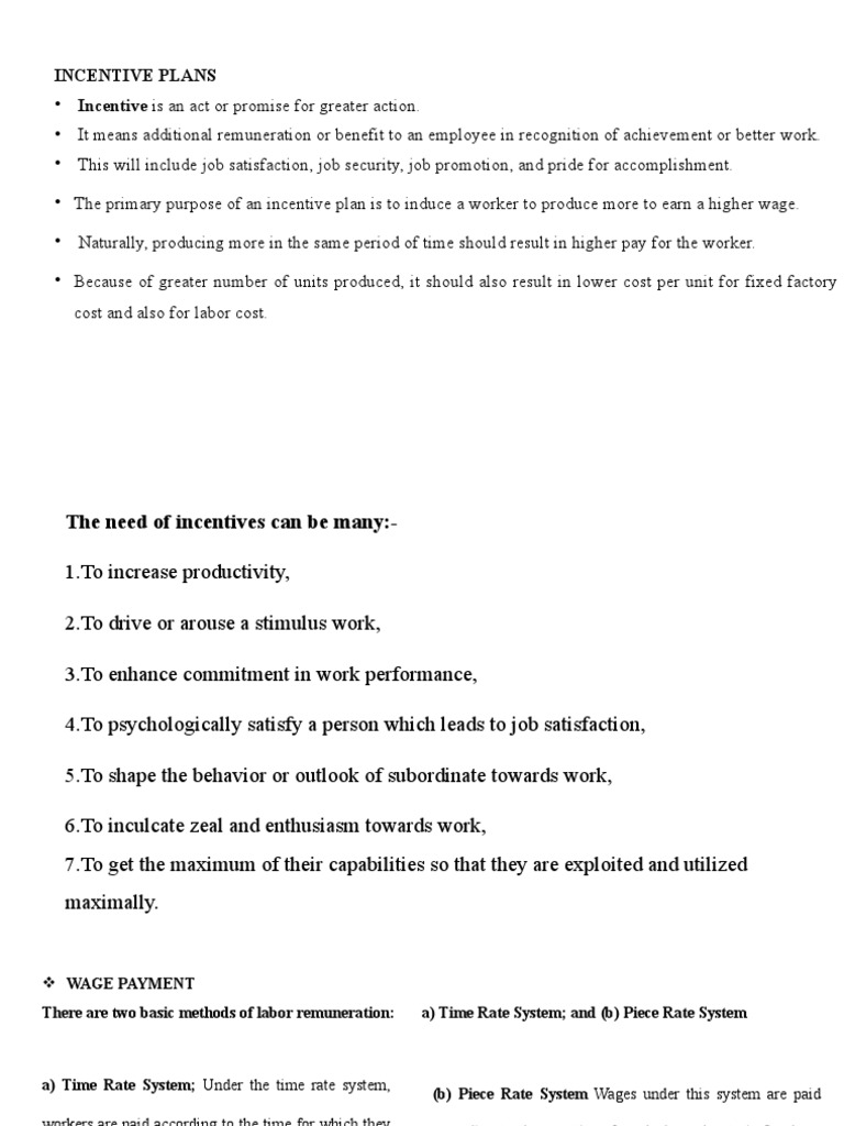 Wage Incentive Plans | PDF | Career & Growth | Business