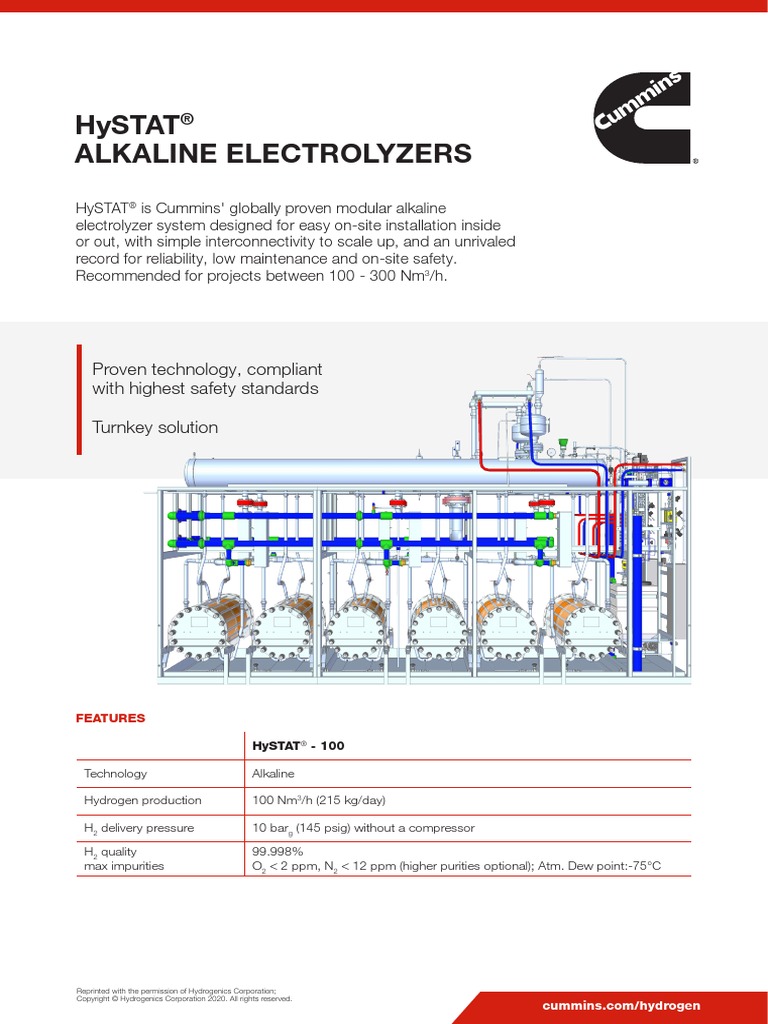 Cummins Hystat 100 Specsheet | PDF | Water | Gases
