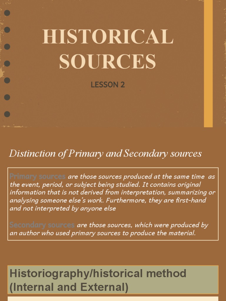 DISTINGUISH PRIMARY AND SECONDARY SOURCES | PDF | Historiography ...