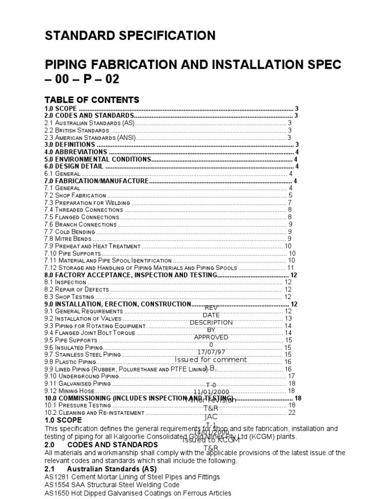 Piping Standard and Specification | PDF | Pipe (Fluid Conveyance) | Welding