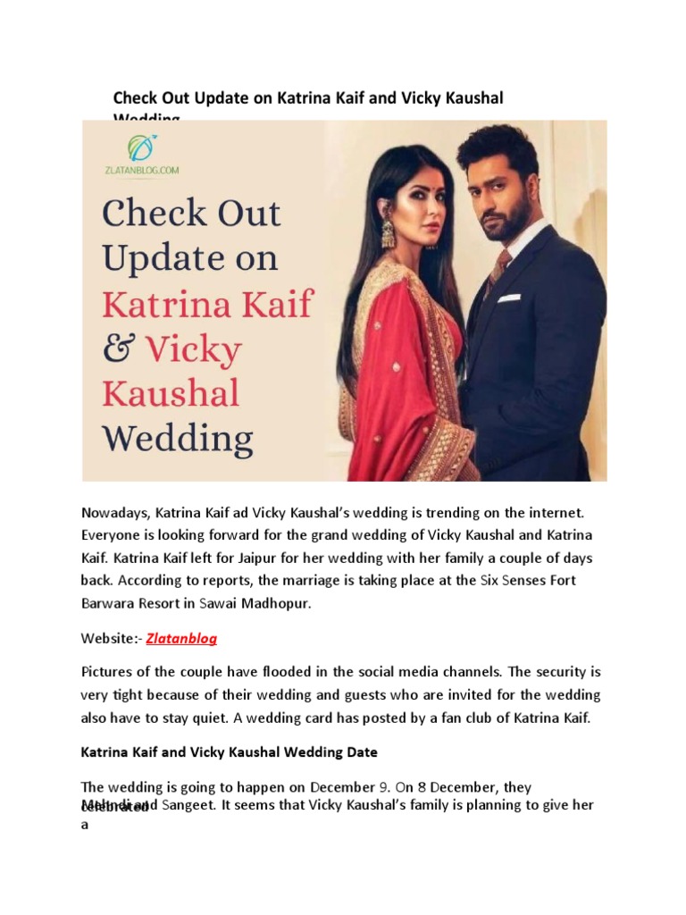 Check Out Update On Katrina Kaif and Vicky Kaushal Wedding | PDF