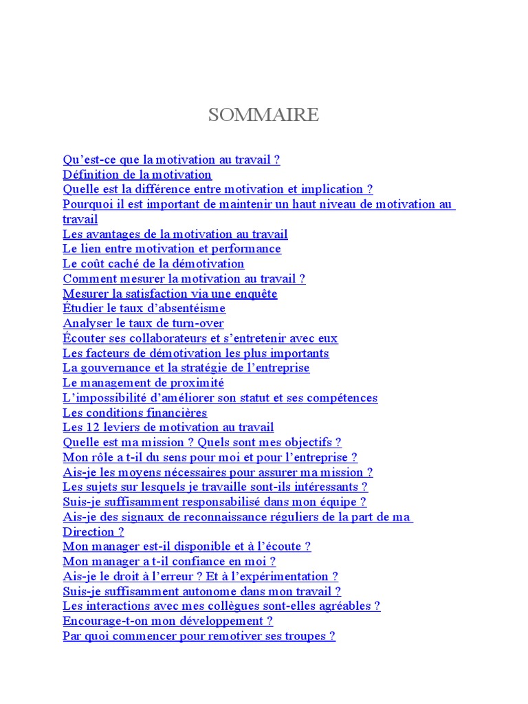 Motivation au Travail : Définition et Mesure | PDF | Motivation | Motivant