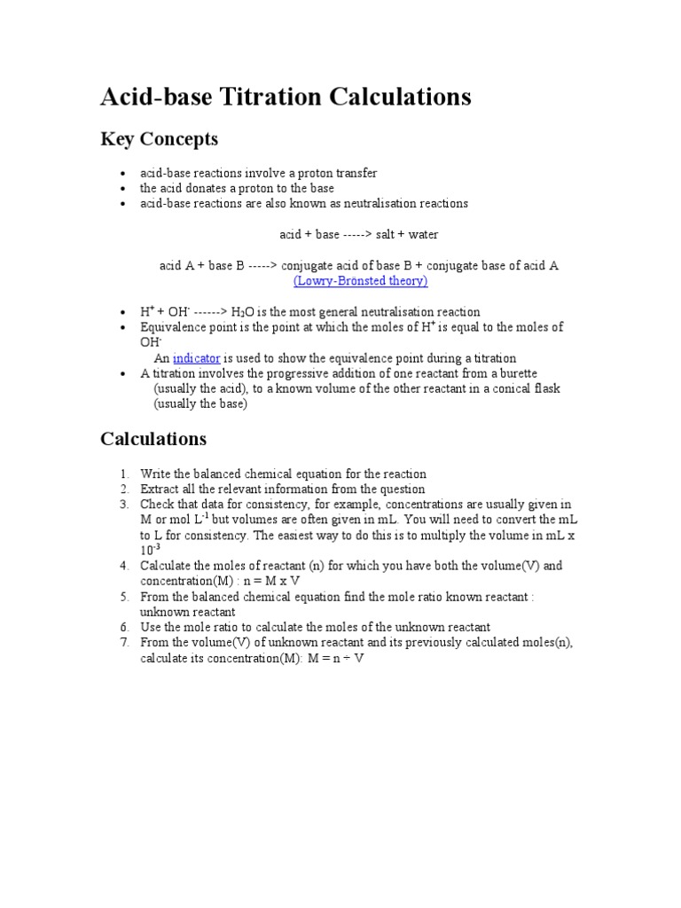 Acid Base Tit Rations | PDF | Acid | Titration