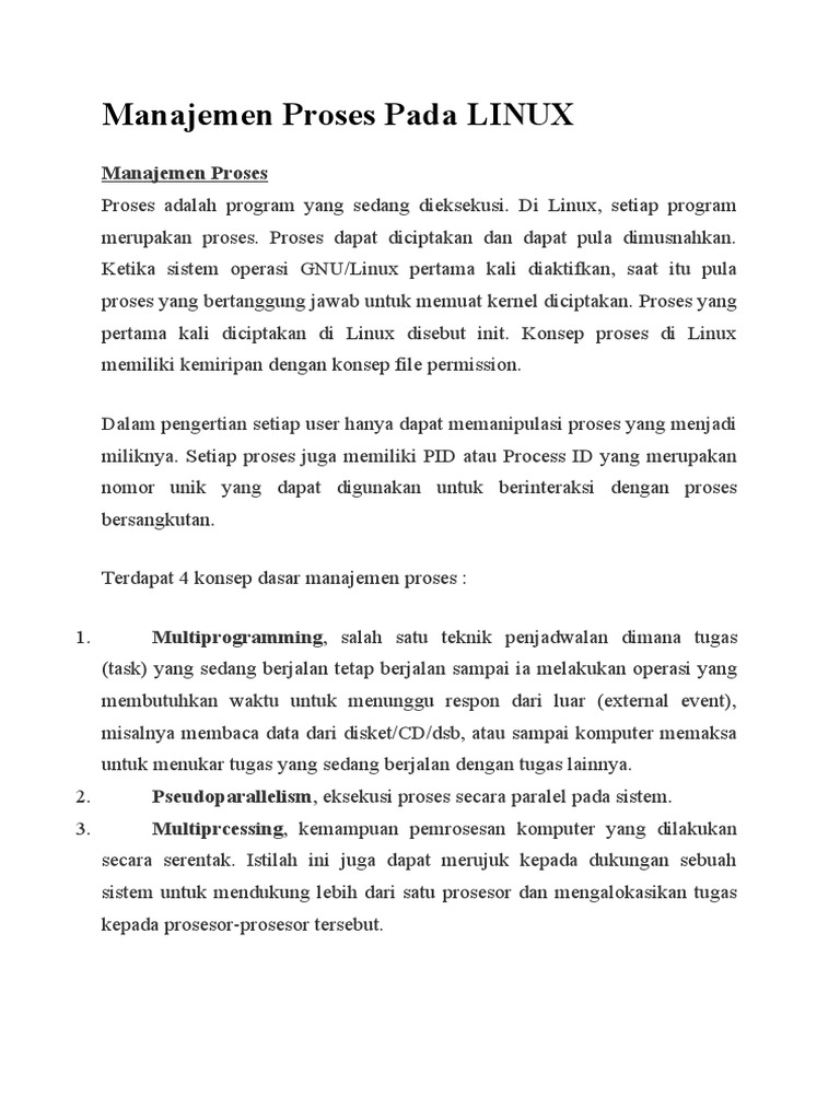 Manajemen Proses Pada LINUX Ubuntu | PDF