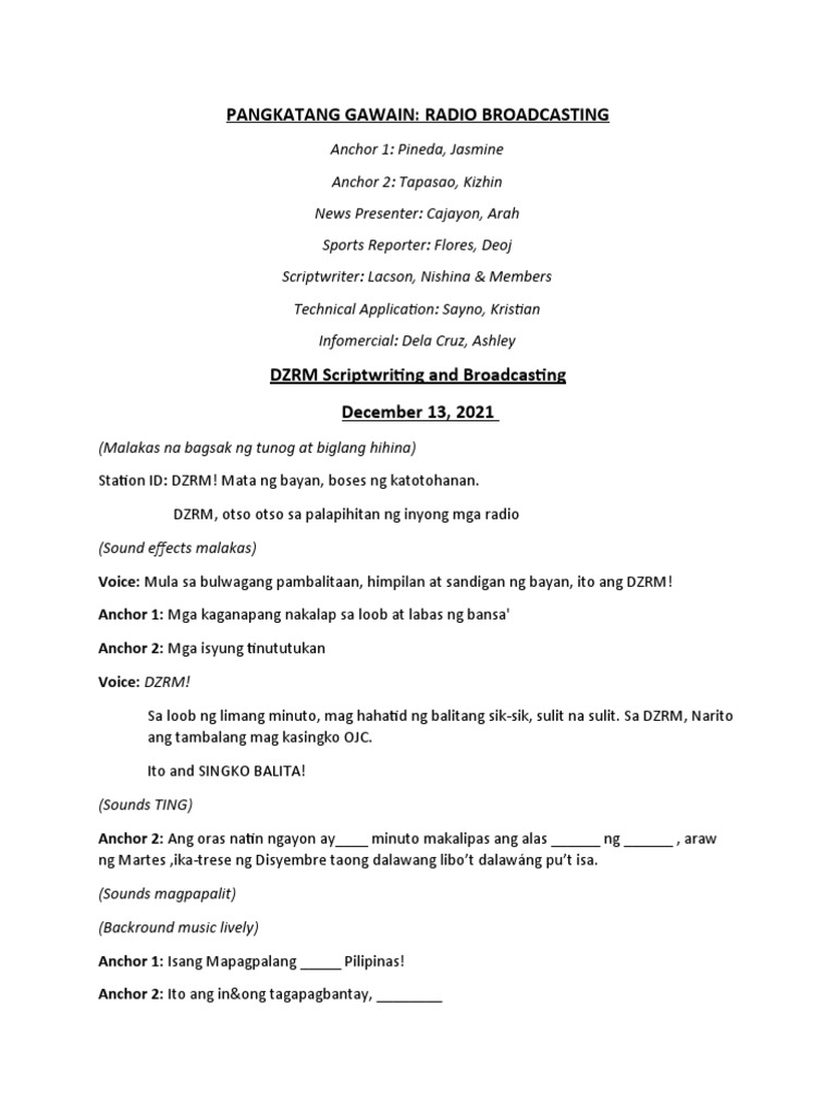 Komunikasyon Script | PDF