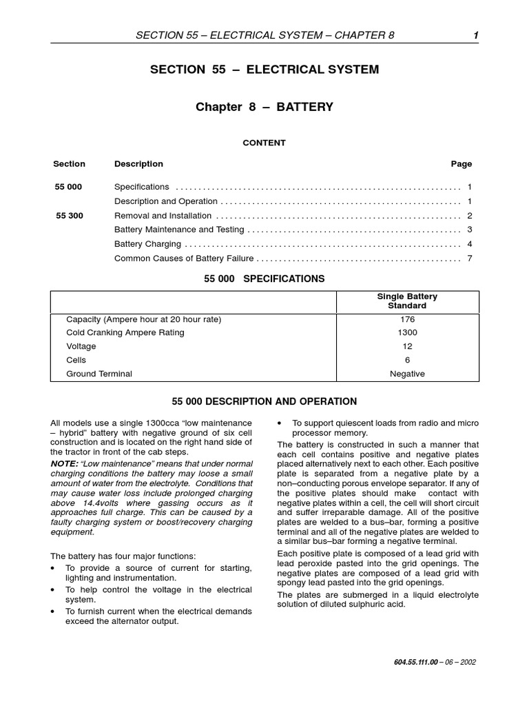 Section 55 - Electrical System - Chapter 8 | PDF | Battery Charger ...