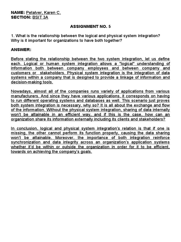 NAME: Petalver, Karen C. Section: Bsit 3A Assignment No. 5 | PDF ...
