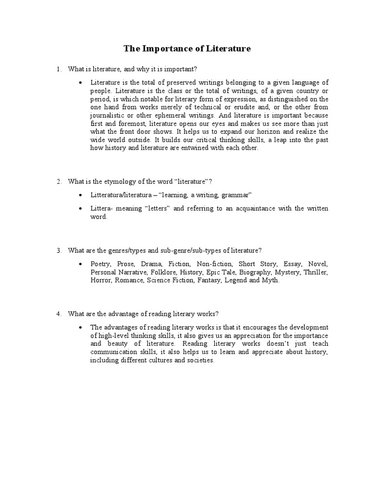 The Importance of Literature | PDF