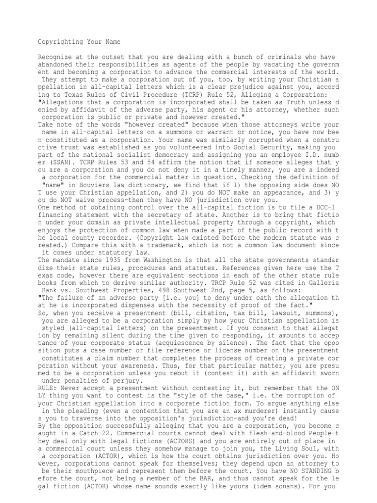 Copyright Your Name (2) | Common Law | Copyright