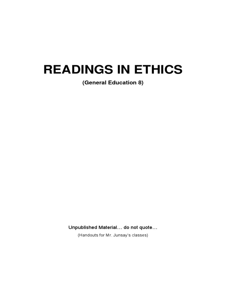Readings in Ethics | PDF | Morality | Utilitarianism
