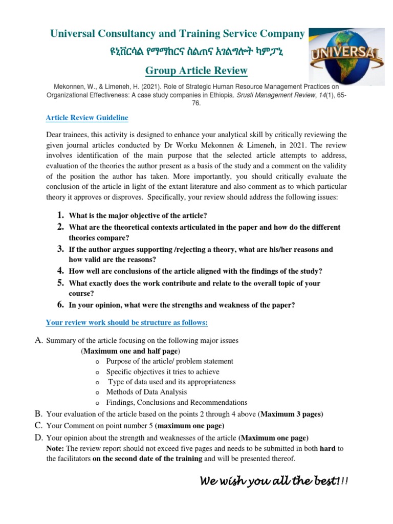 Article Review Guideline - 2021 | PDF | Evaluation | Theory