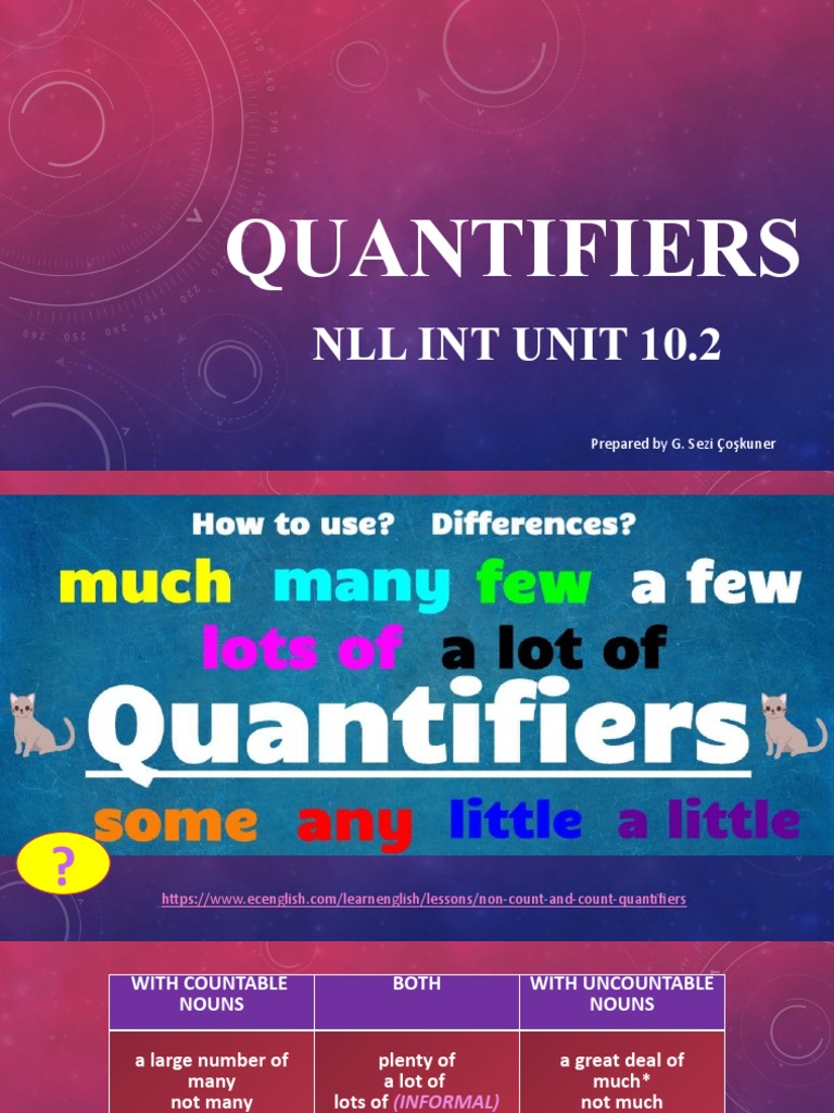 Quantifiers: NLL Int Unit 10.2 | Download Free PDF | Plural | Cognitive ...