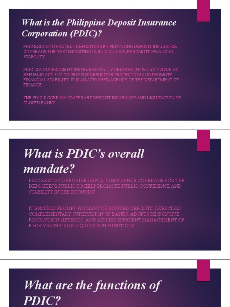What Is The Philippine Deposit Insurance Corporation (PDIC) ? | PDF ...